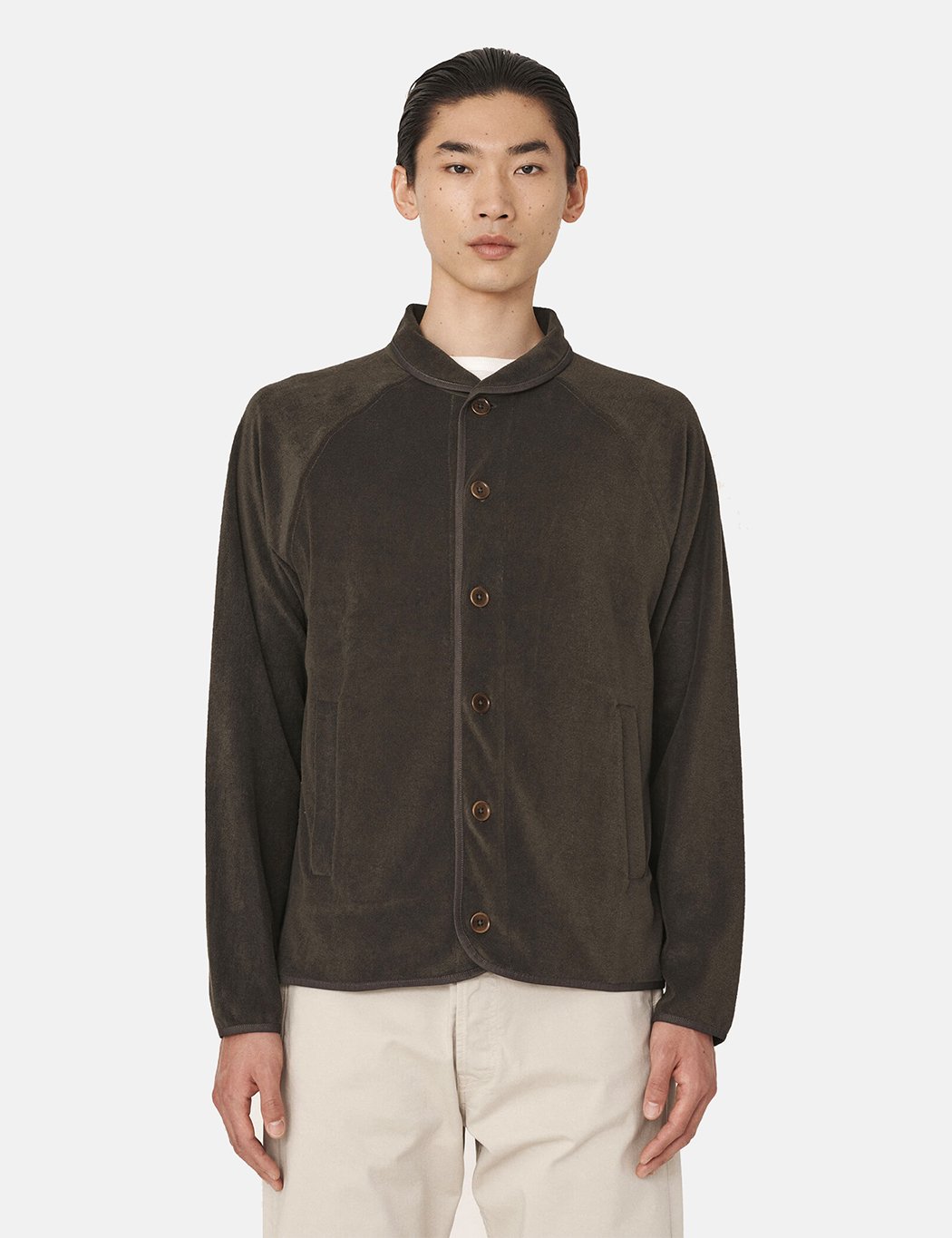 YMC Towelling Jersey Beach Jacket - Dark Olive | Garmentory