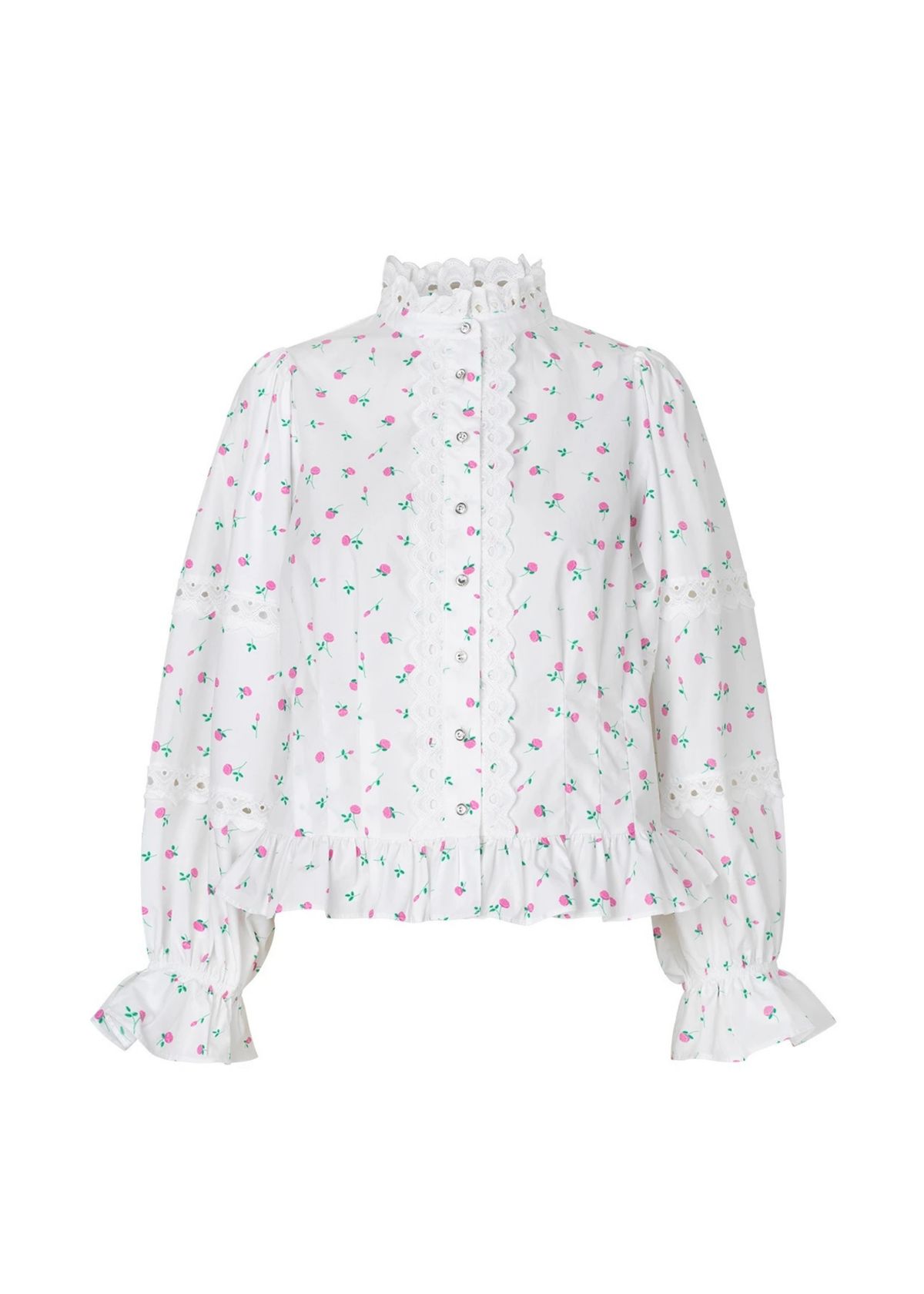 Cras Alexis Shirt - White/Pink Flower | Garmentory