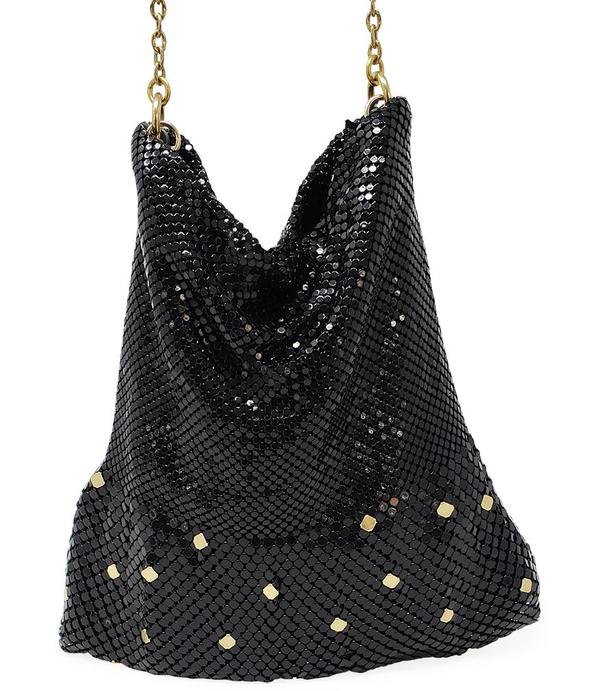 Laura B Christy Leather Disco Bag - Black/Gold | Garmentory
