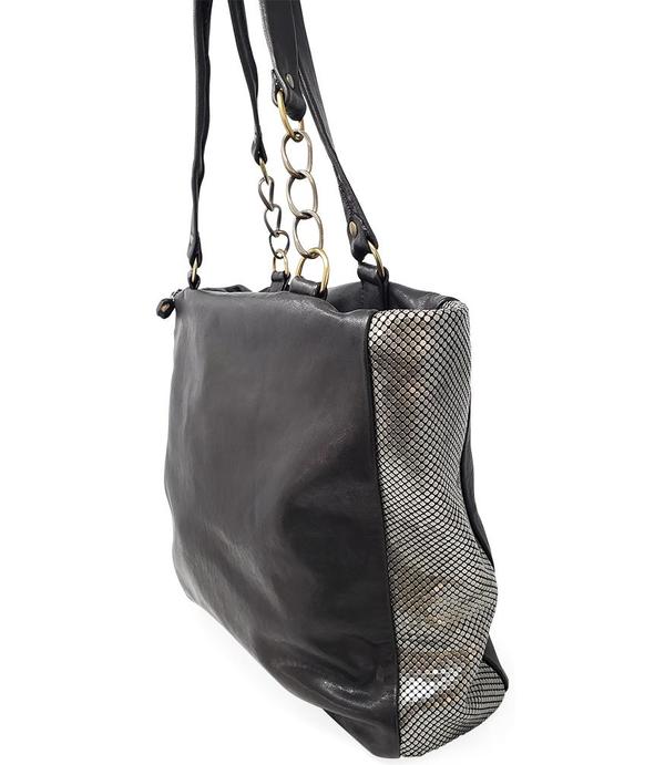 Laura B Milena Leather Shopper bag - Black | Garmentory