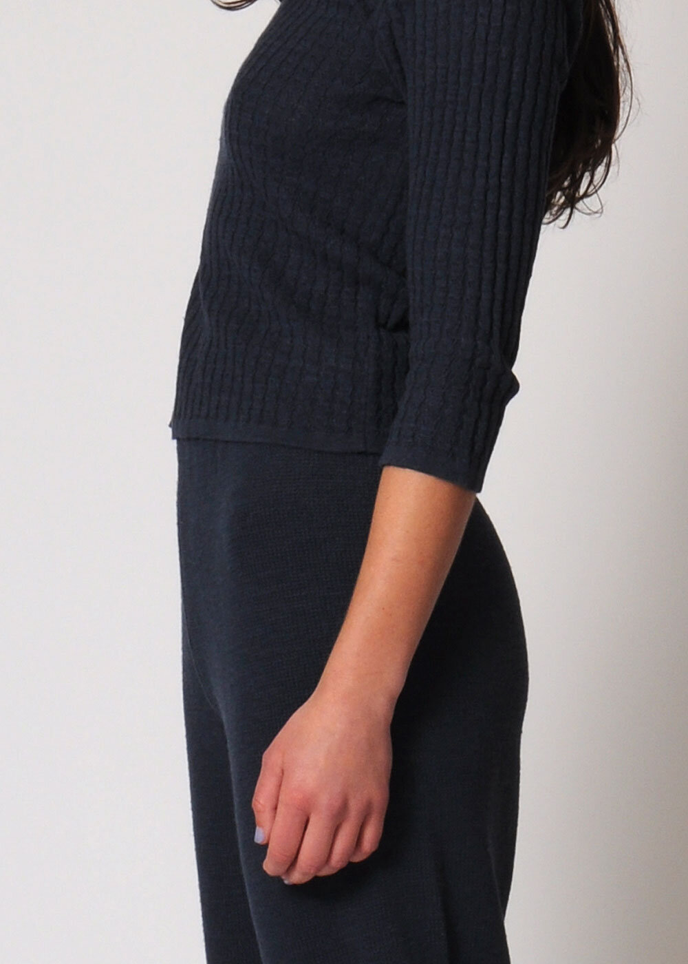 Micaela Greg Shell Rib Tee - Navy | Garmentory