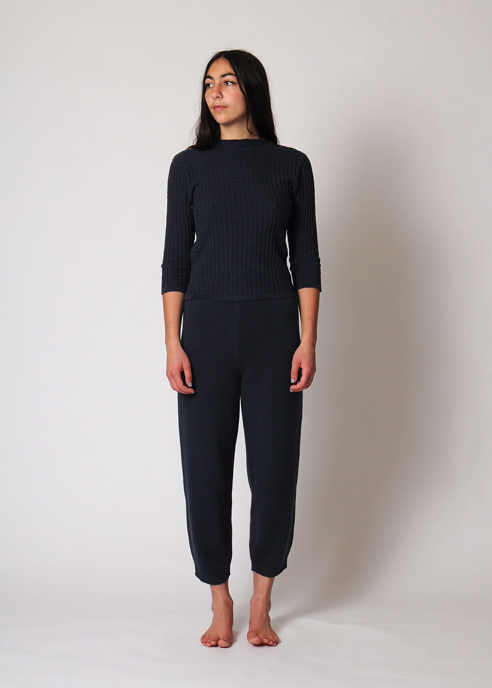 Micaela Greg Shell Rib Tee - Navy | Garmentory