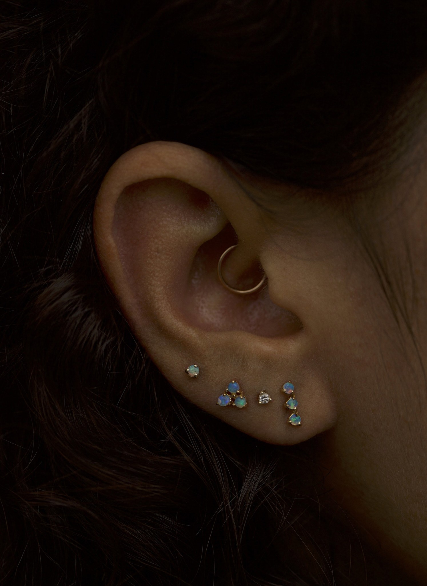 WWAKE Three-Step with Opals Earrings - Gold | Garmentory