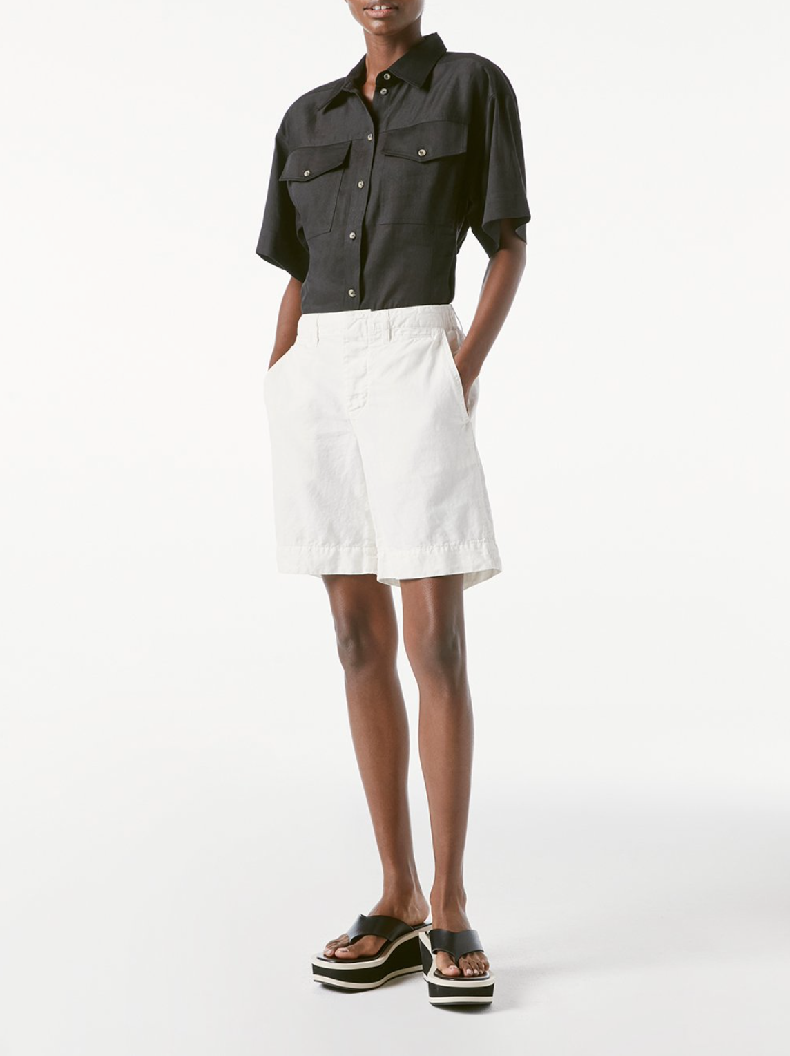 FRAME Denim Le Tomboy Trouser Short - White | Garmentory
