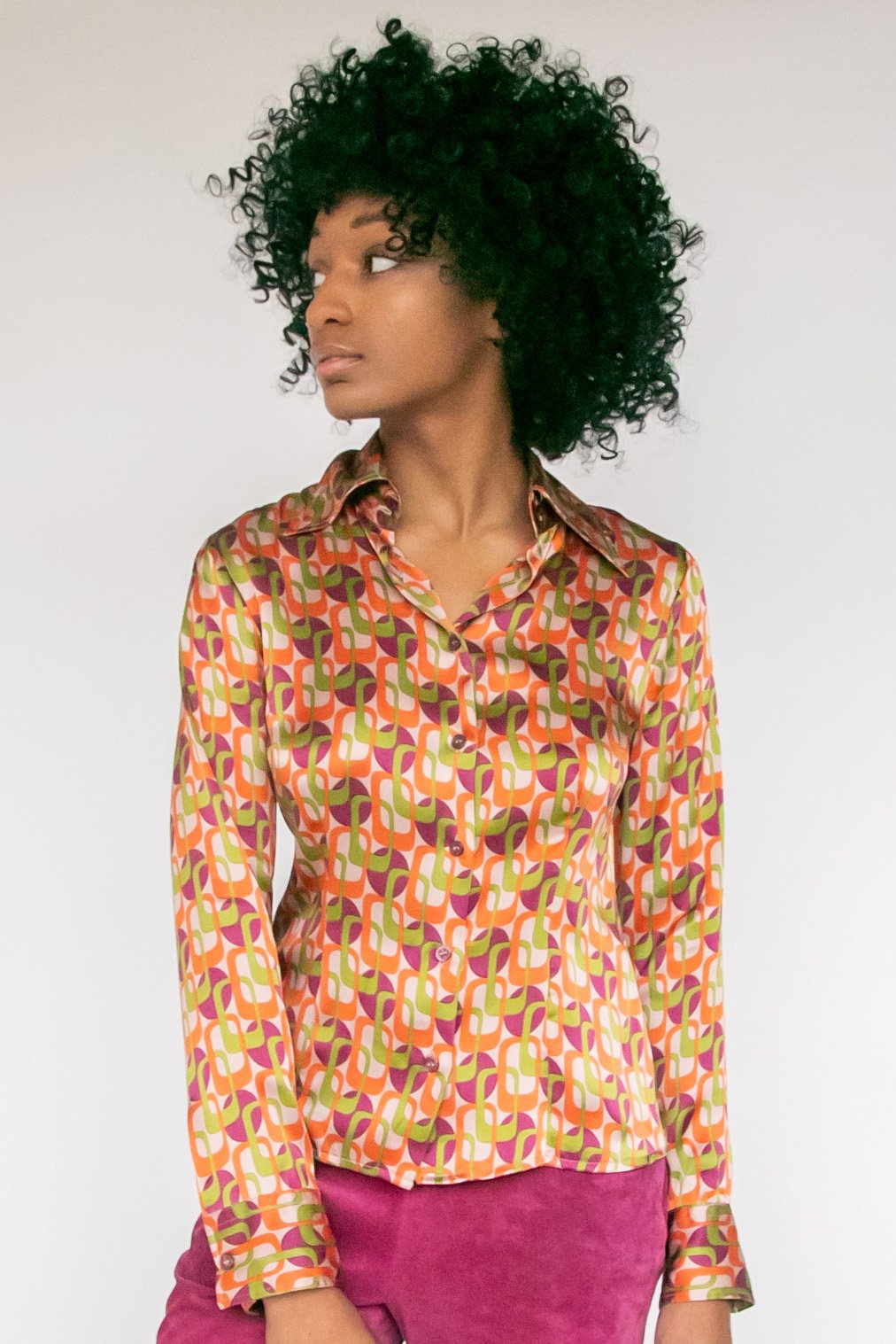 Vintage Abstract Silk Blouse - multi | Garmentory