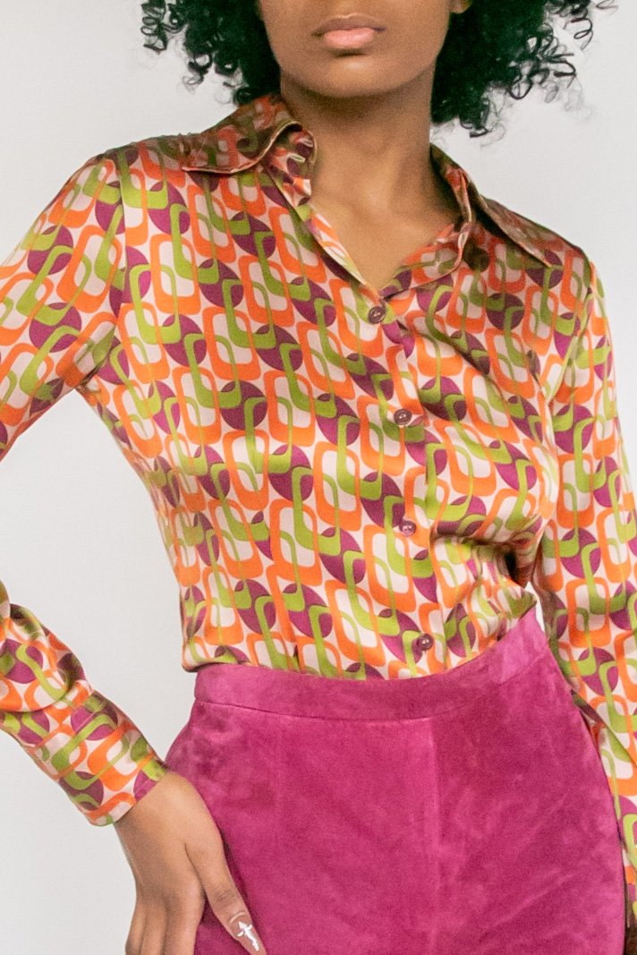 Vintage Abstract Silk Blouse - multi | Garmentory