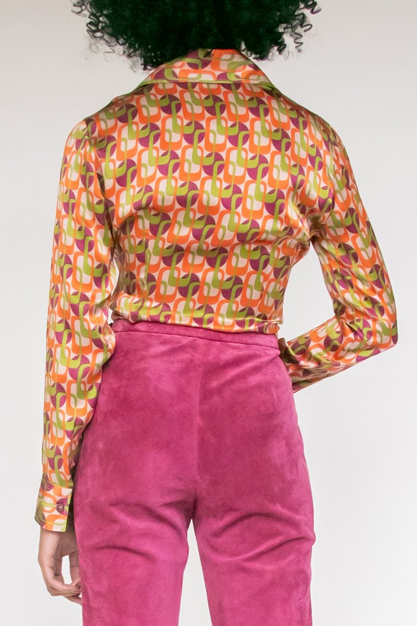 Vintage Abstract Silk Blouse - multi | Garmentory