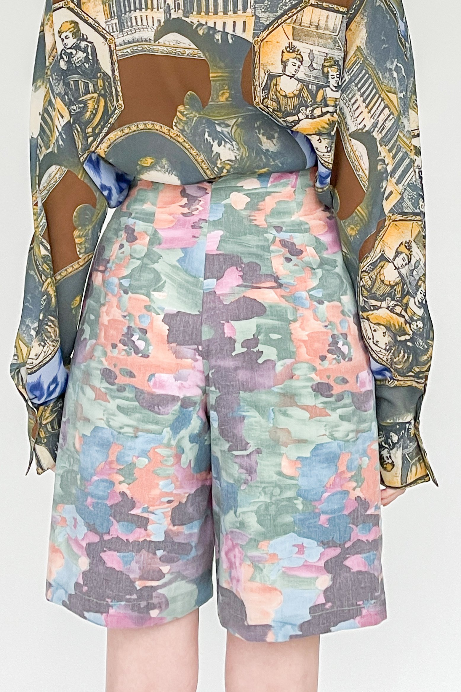 Vintage Trouser Shorts - Pastel Watercolor | Garmentory