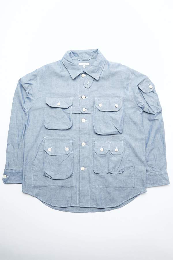 Engineered Garments Explorer Shirt Jacket - Blue Cotton Chambray ...