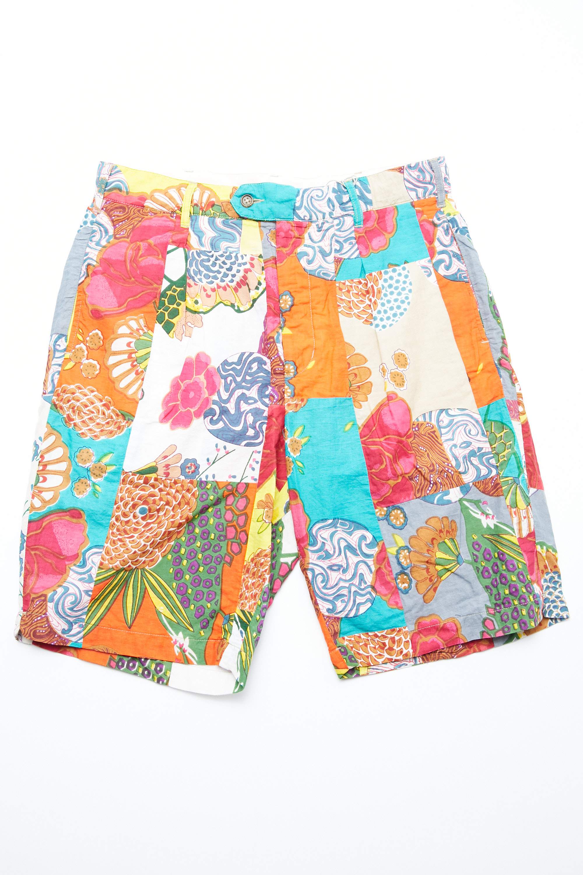 Engineered Garments Sunset Short - Multi Color Cotton Floral Patchwork ...