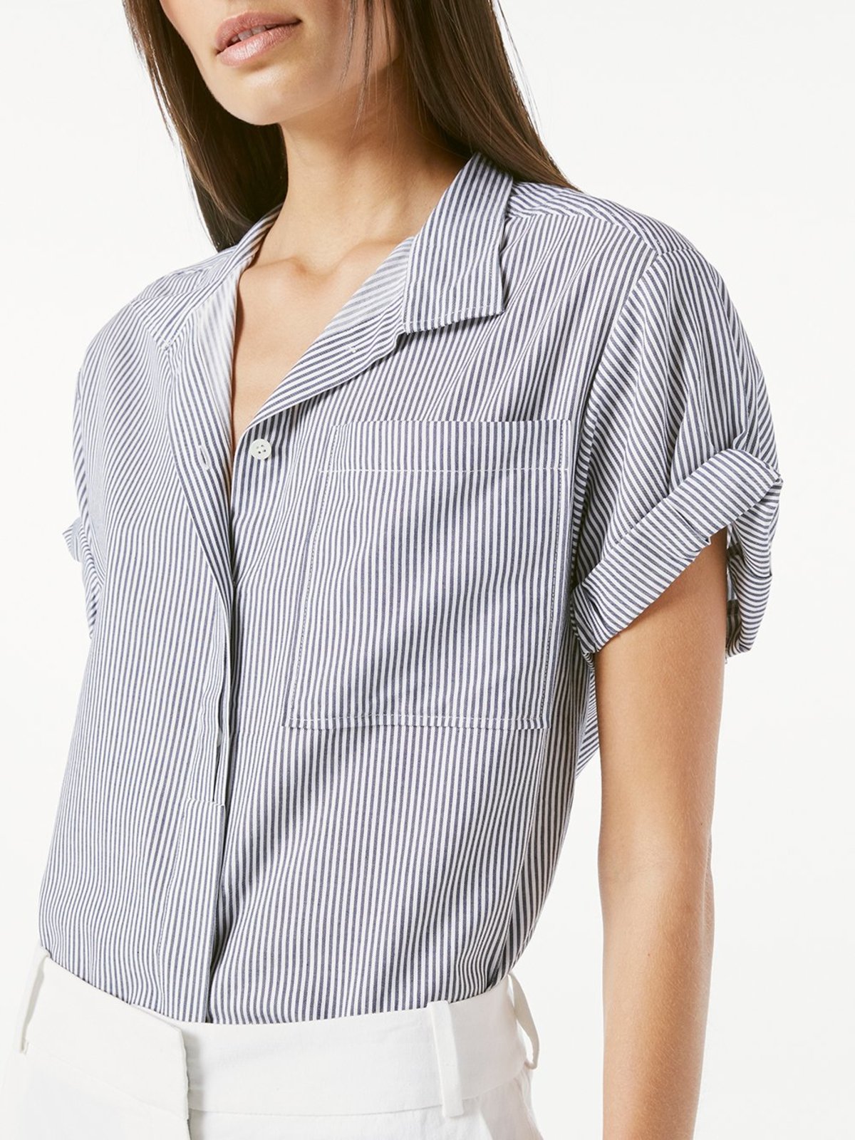 FRAME Denim Sheila Pocket Shirt - navy multi | Garmentory