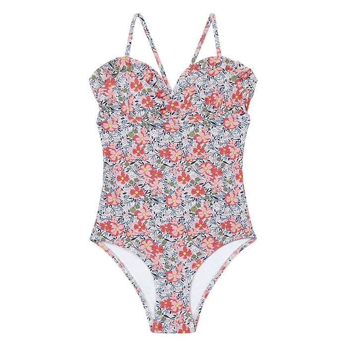 Kids Bonton Bahamas Swimsuit - Dark Pink Floral Print | Garmentory