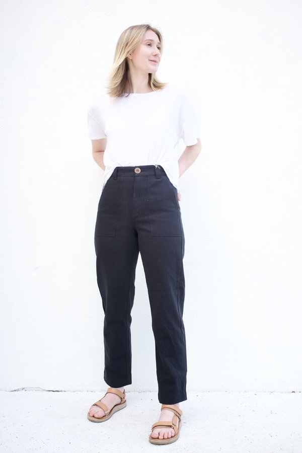 Beaton Linen Utility Pant - Black | Garmentory