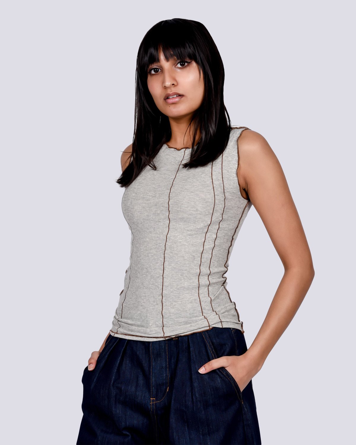 Baserange Bari Tank - Grey Melange | Garmentory