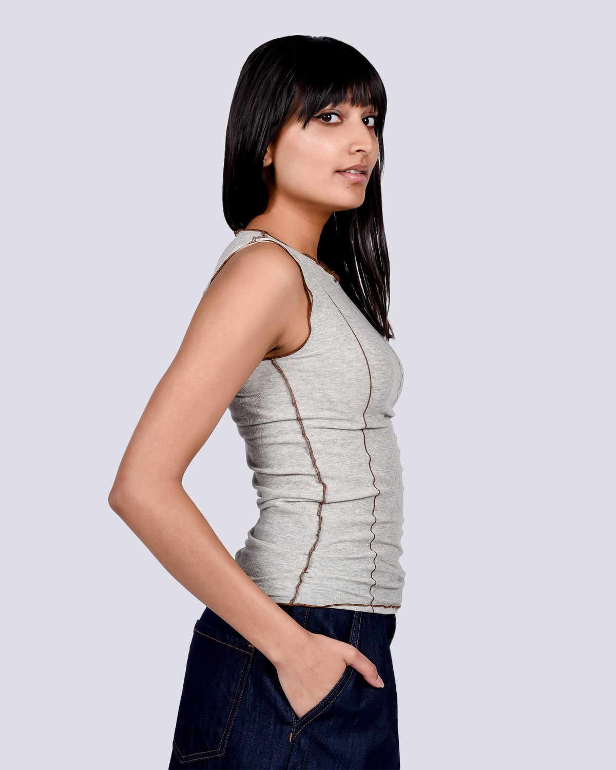 Baserange Bari Tank - Grey Melange | Garmentory