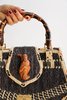 Vintage Harl Taylor Straw Handbag - Beige/Black | Garmentory