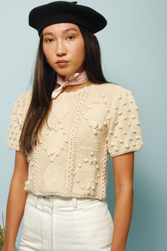 SESSUN BOREAS CROPPED SWEATER - SANDSHELL | Garmentory