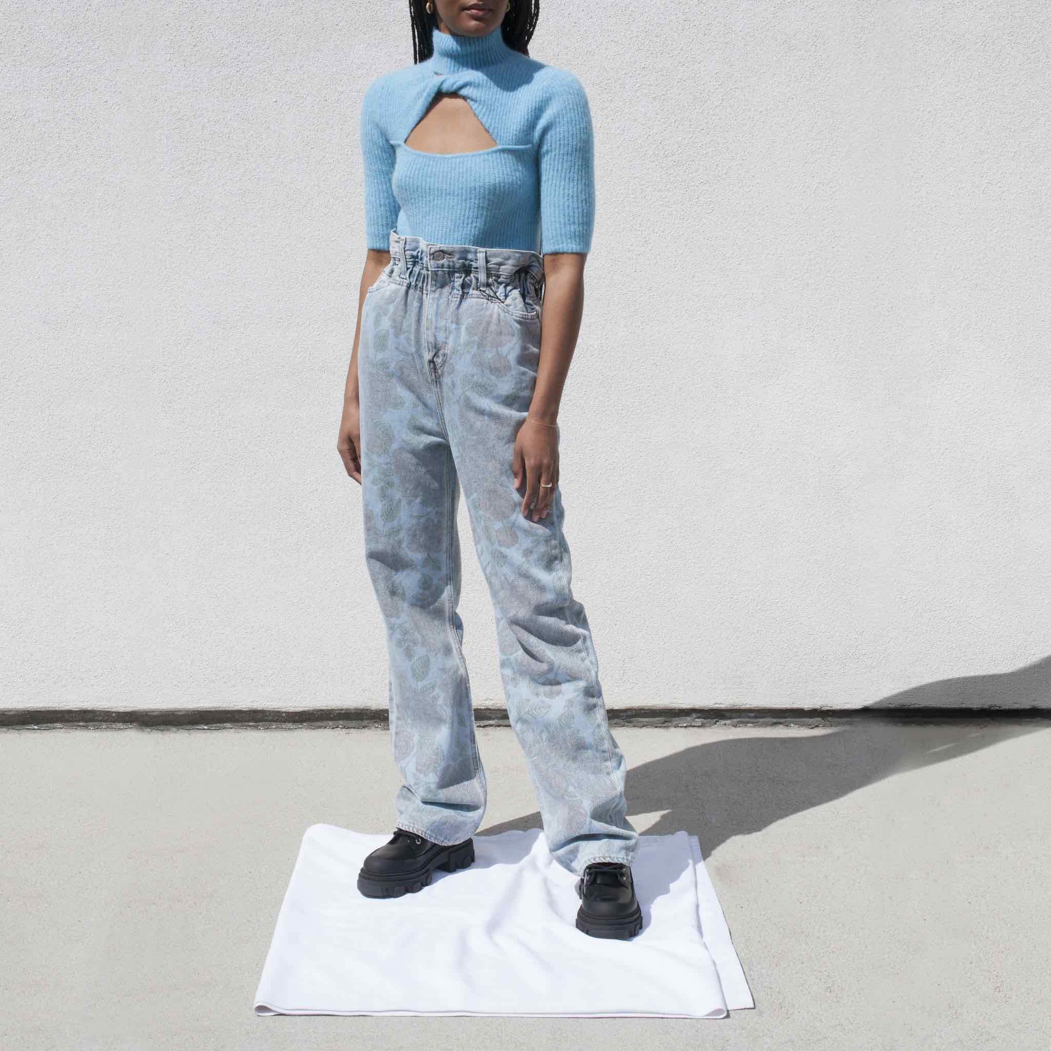 GANNI x Levi's Printed High Waisted Pants - Light Denim | Garmentory