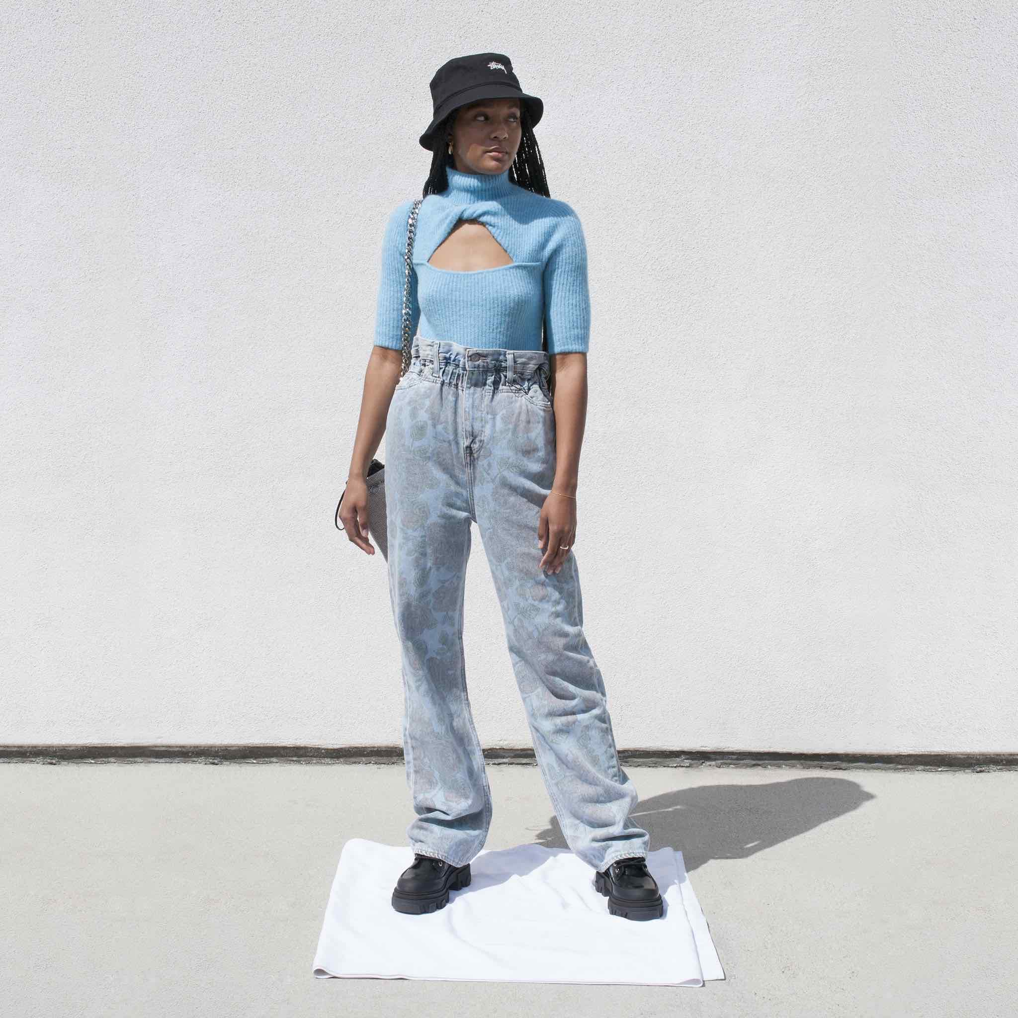 GANNI x Levi's Printed High Waisted Pants - Light Denim | Garmentory