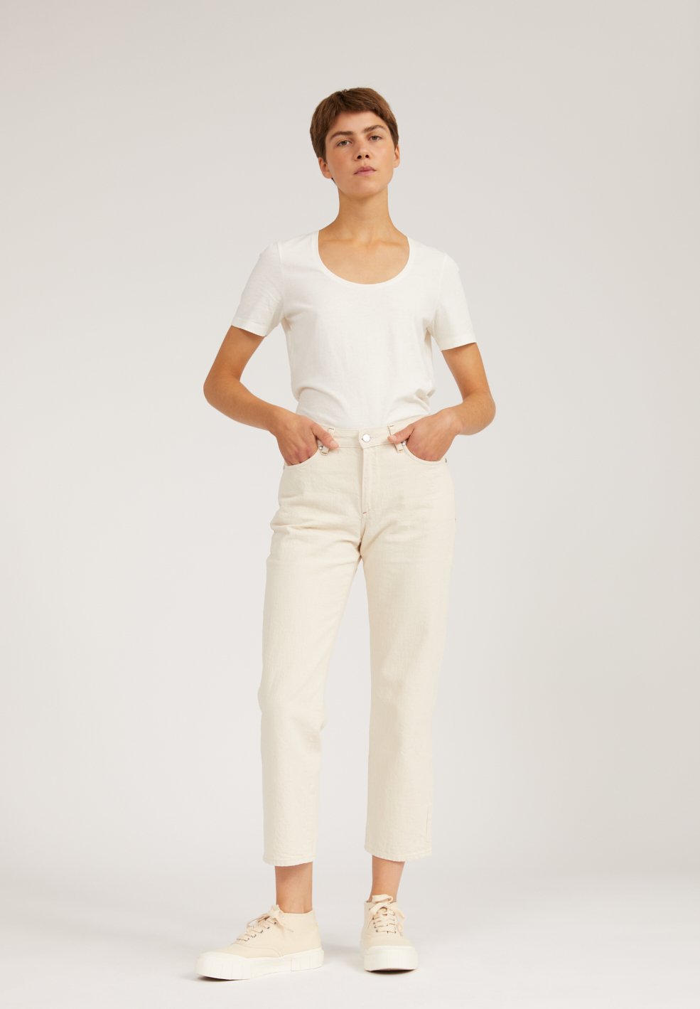Armedangels Fjellaa Recycled Cropped Undyed Straight Fit Mid Waist ...