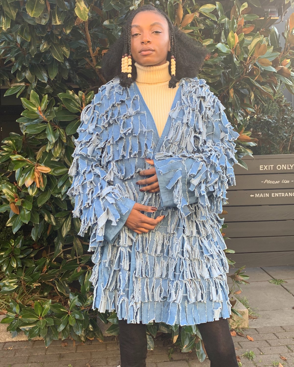 Vintage Shag Denim Coat - blue | Garmentory