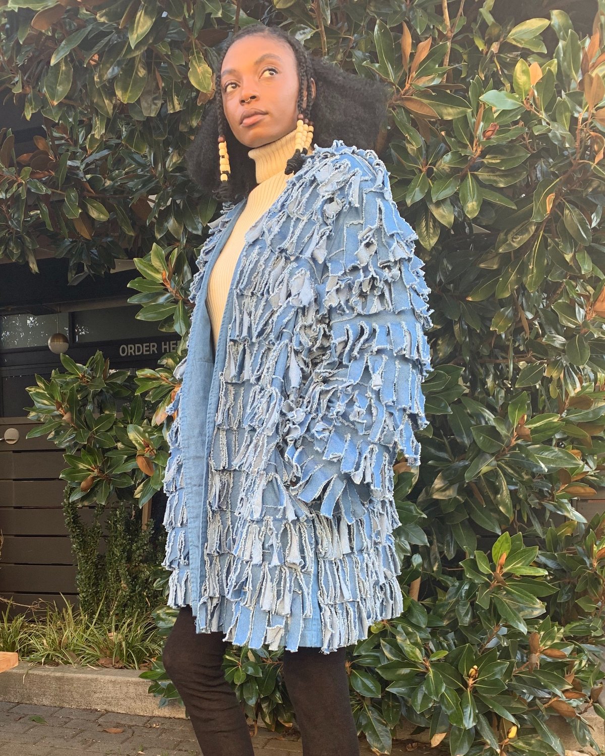 Vintage Shag Denim Coat - blue | Garmentory