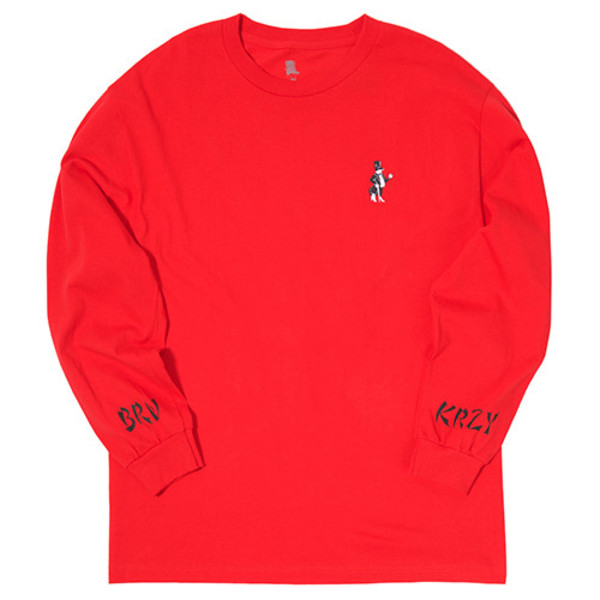 BORN X RAISED BORN X KRAZY WESTSIDE ROCKER LONG SLEEVE T-SHIRT / RED ...