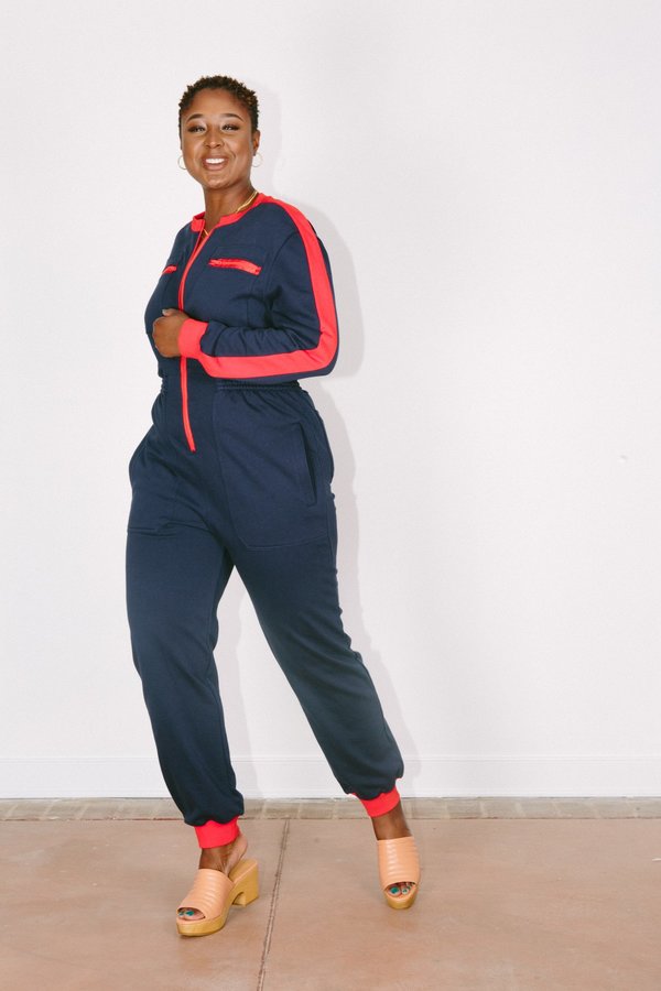 L.F.Markey Dom Boilersuit - Navy/Red | Garmentory
