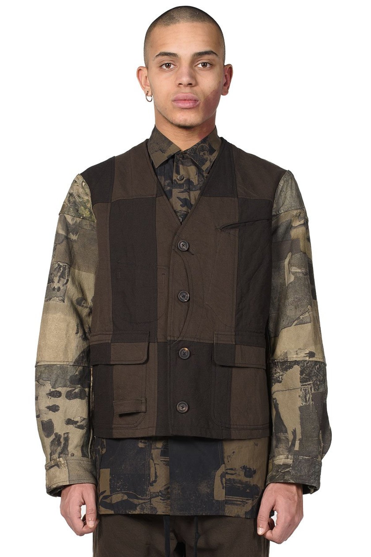 Ziggy Chen Patchwork Jacket - Black/Dark Green | Garmentory