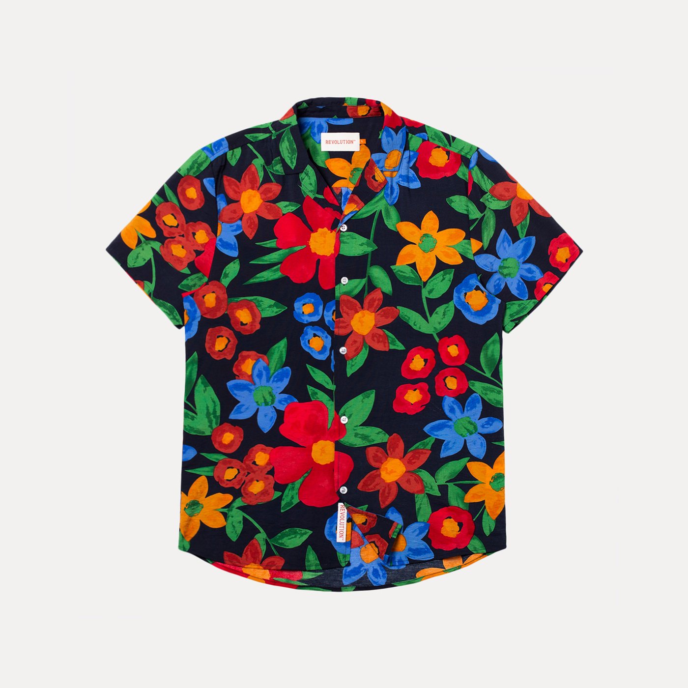 RVLT Short Sleeved Cuban Shirt - Navy | Garmentory
