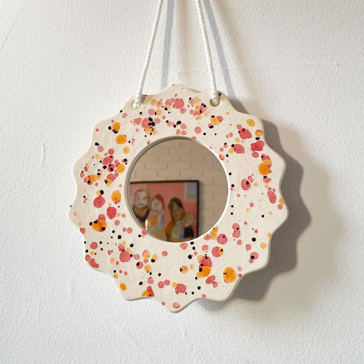 mansi shah Splatter Wall Mirror - Pink/Orange | Garmentory