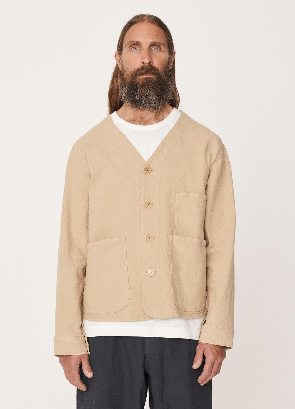 YMC Farm Cotton Paisley Jacquard Jacket - Sand | Garmentory