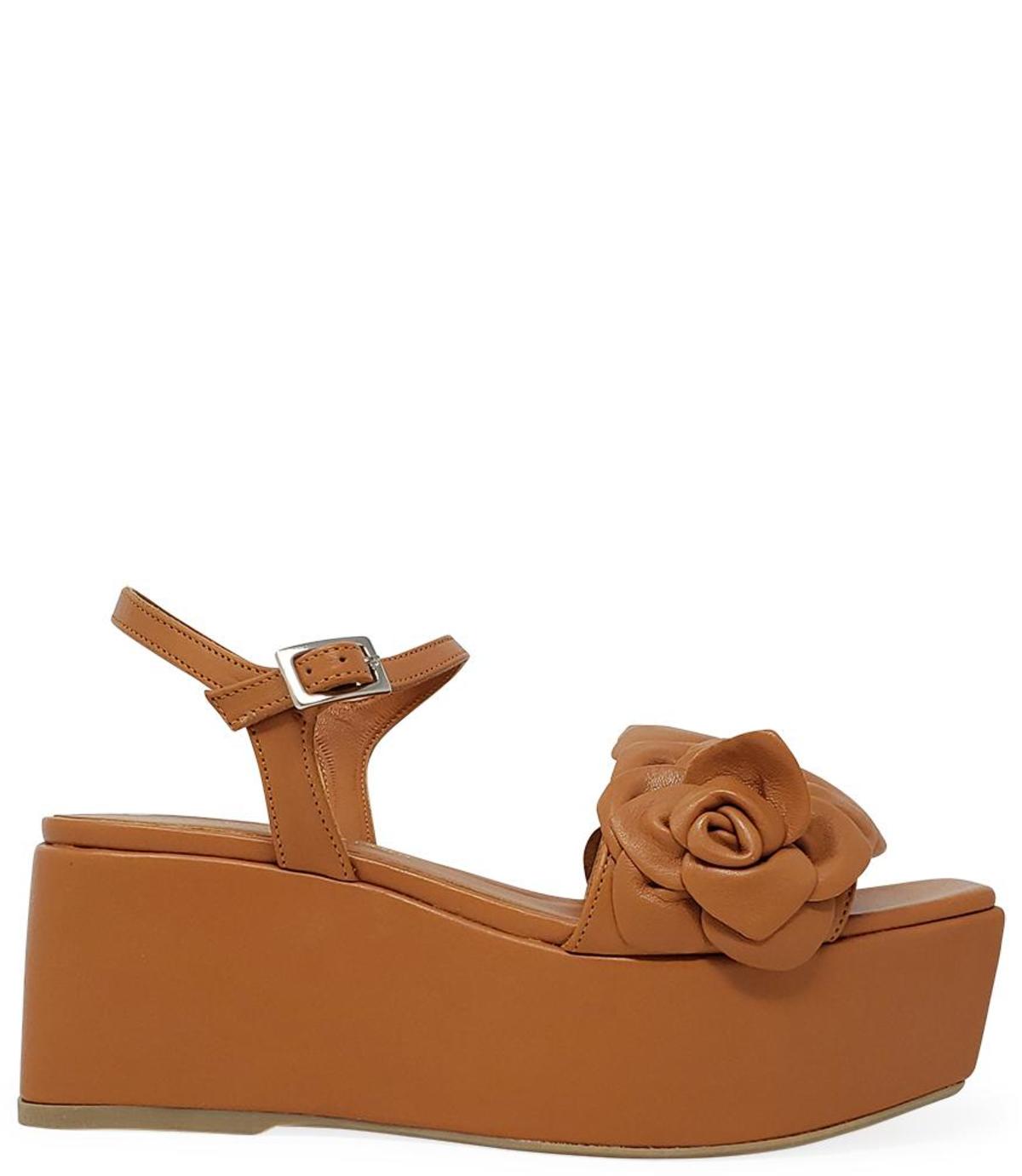 Madison Maison Tan Flower Wedge - Tan | Garmentory