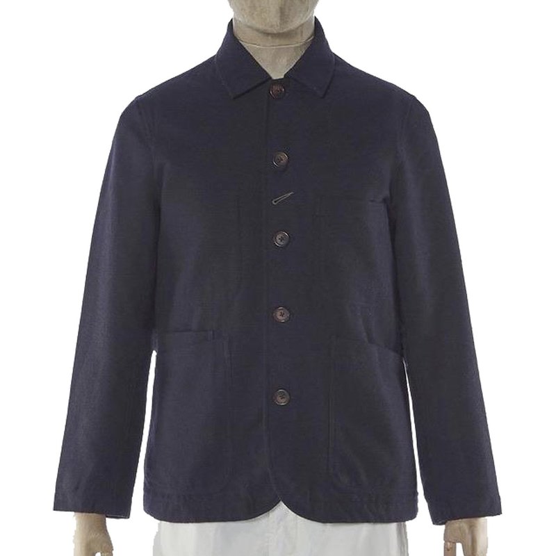 Universal Works Wool Marl II Bakers Jacket - Navy | Garmentory