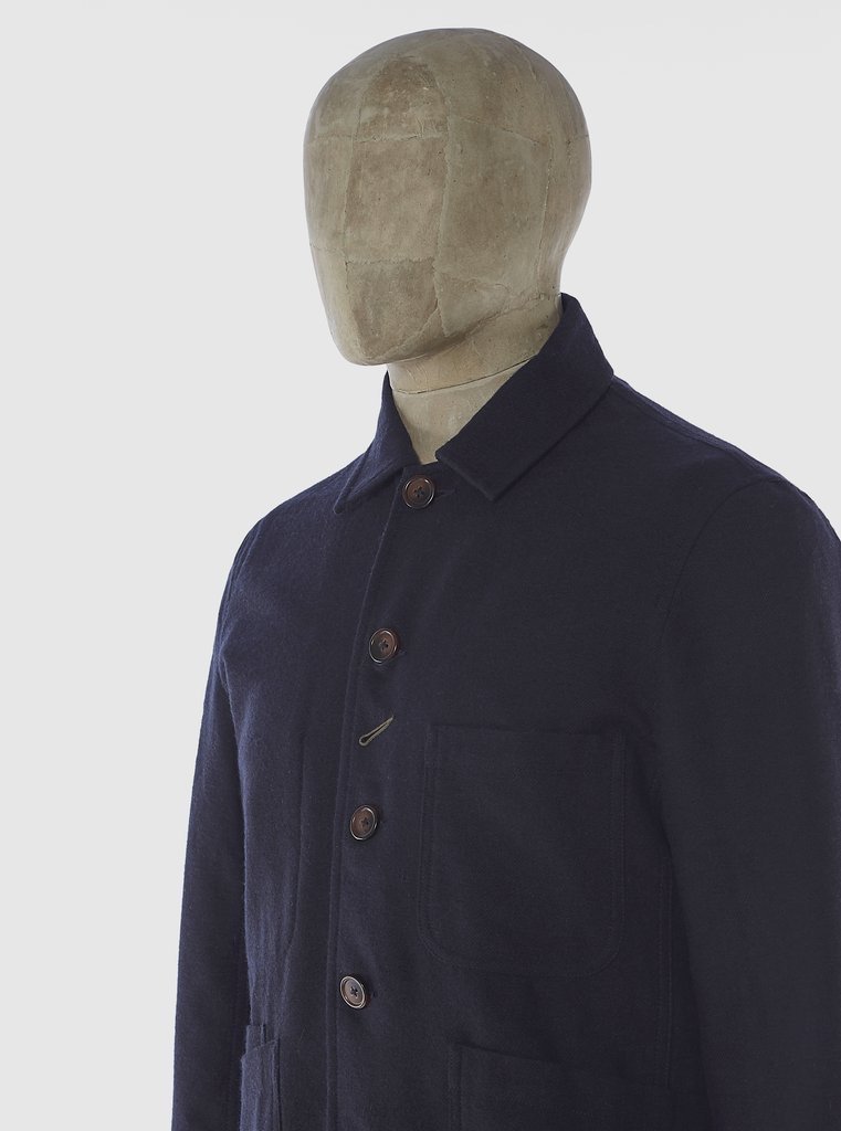 Universal Works Wool Marl II Bakers Jacket - Navy | Garmentory