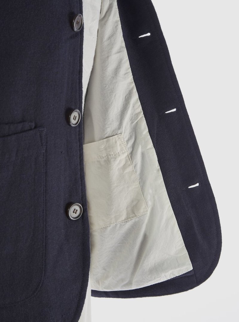Universal Works Wool Marl II Bakers Jacket - Navy | Garmentory