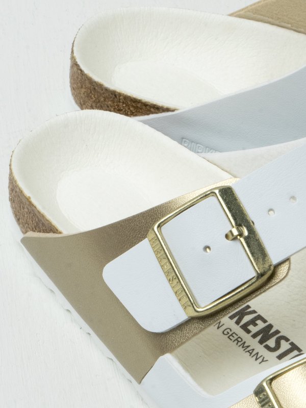 Birkenstock ARIZONA SPLIT SHOES - BIRKO-FLOR WHITE/GOLD | Garmentory