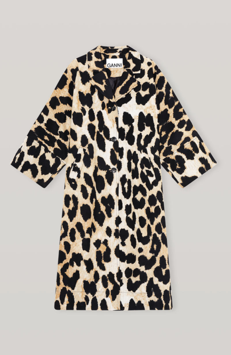 Ganni Lightweight Coat - Maxi Leopard print | Garmentory
