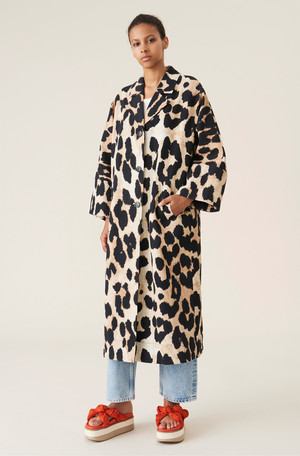 Ganni Lightweight Coat - Maxi Leopard print | Garmentory