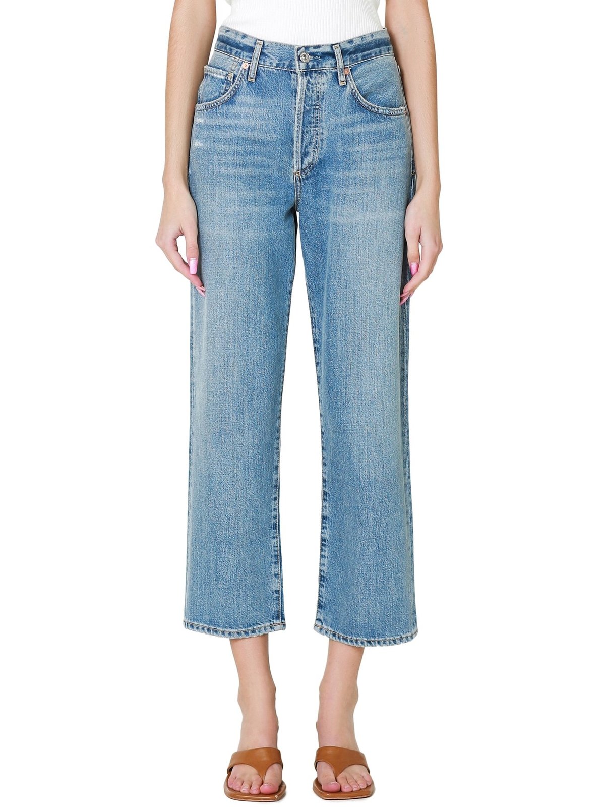 Citizens of Humanity Emery Crop Relaxed Straight Jeans - Old Blue ...