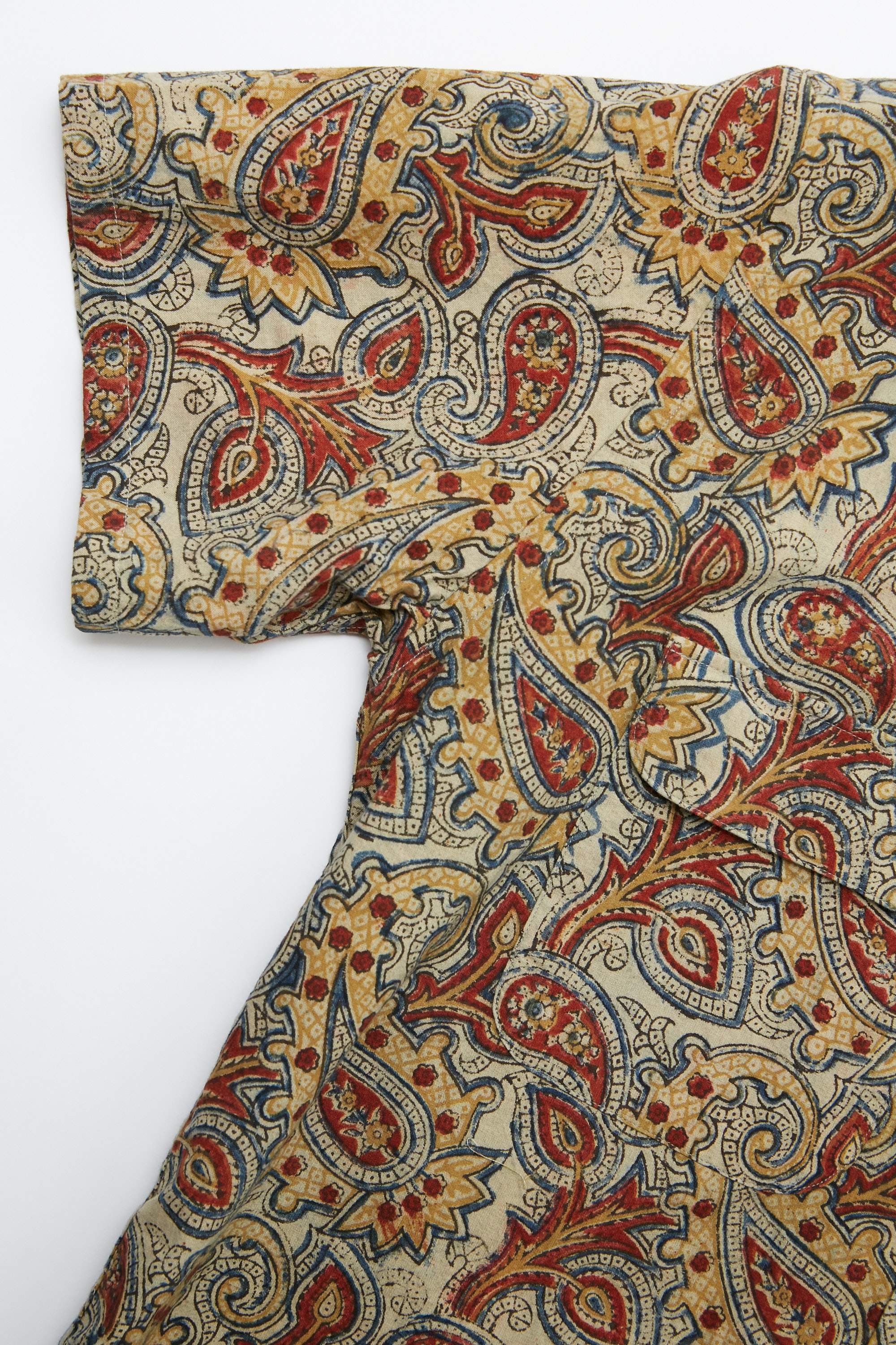 Beams Plus Short Sleeve Open Collar Block Print 30/1 top - BEIGE ...