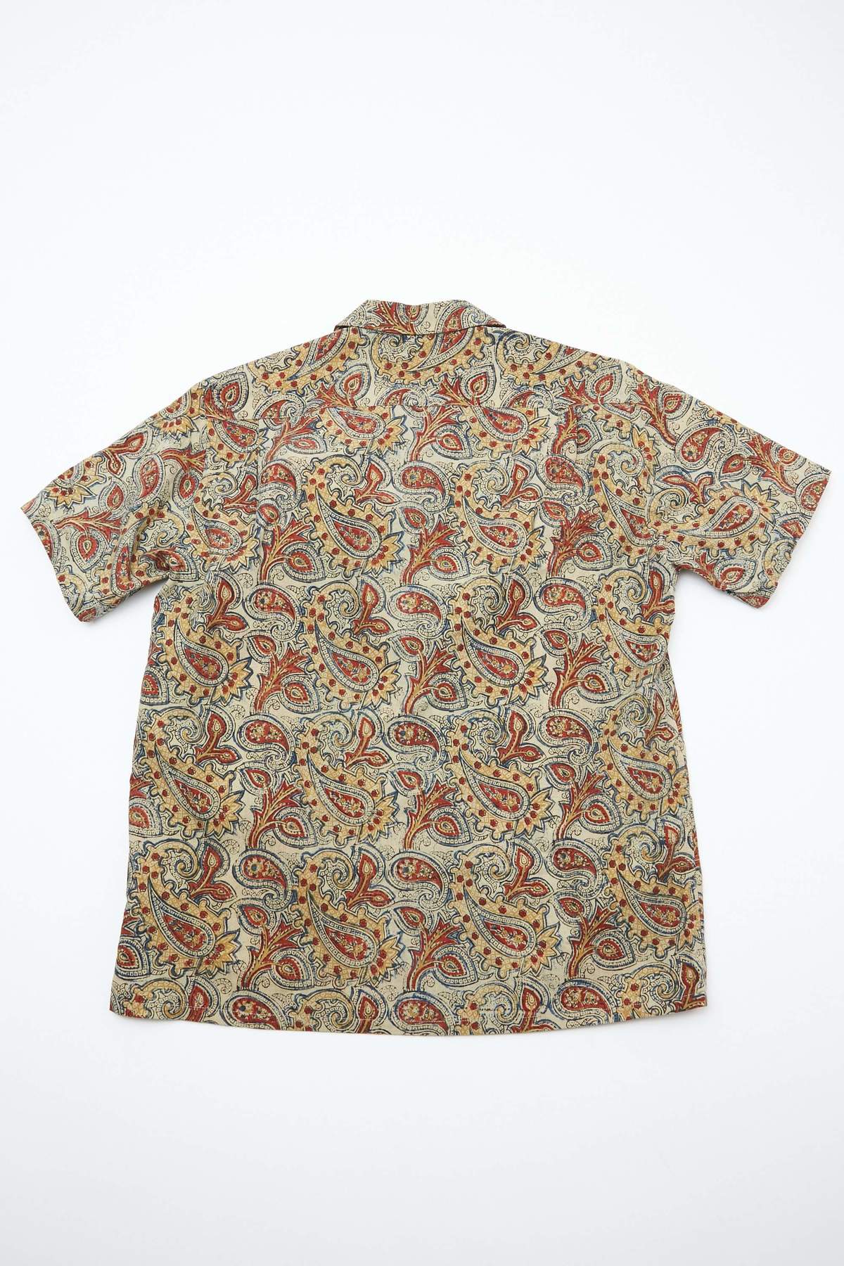 Beams Plus Short Sleeve Open Collar Block Print 30/1 top - BEIGE ...