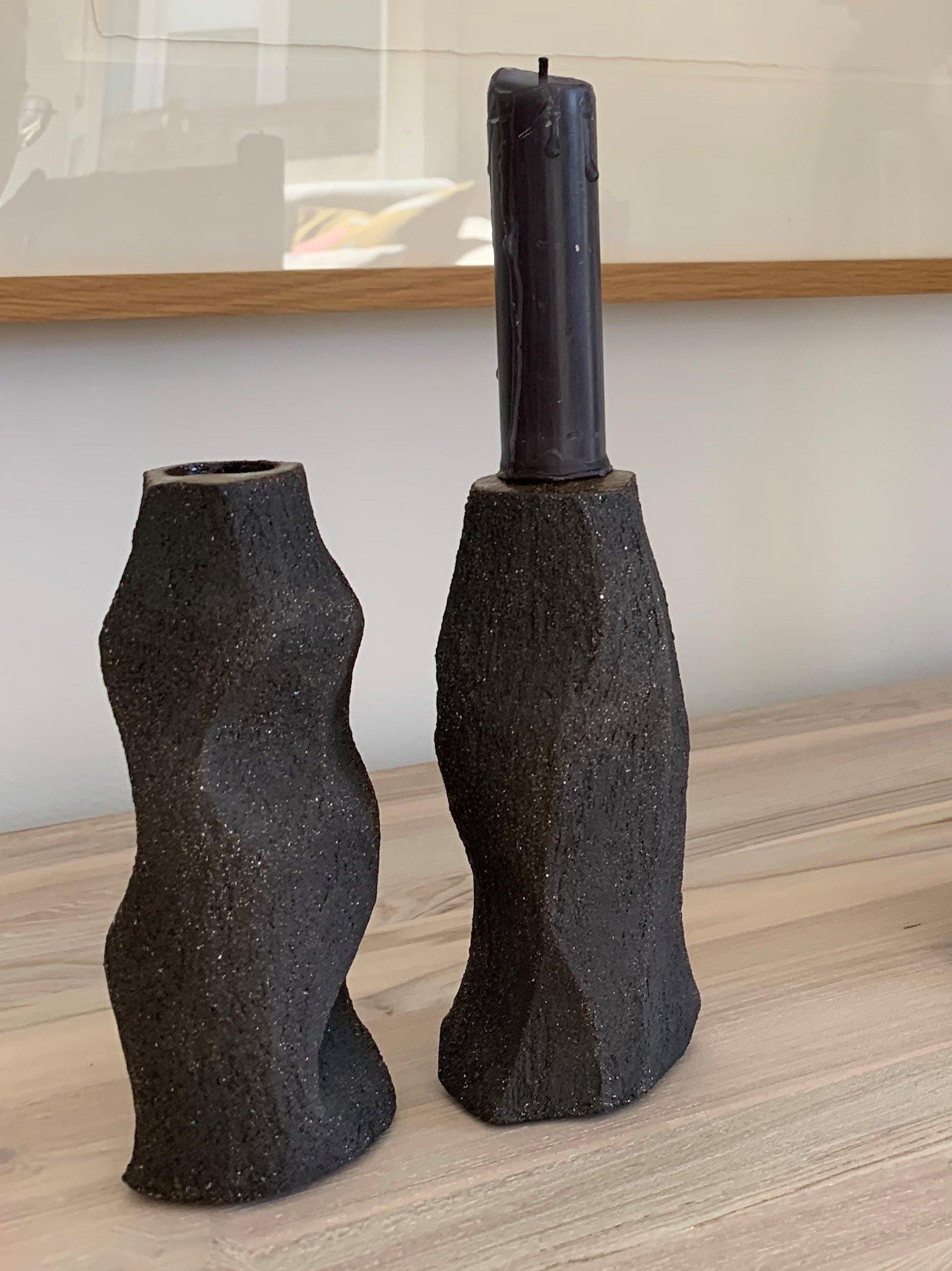 Ruby Bell Ceramics Ceramic Candlestick Holders - black | Garmentory