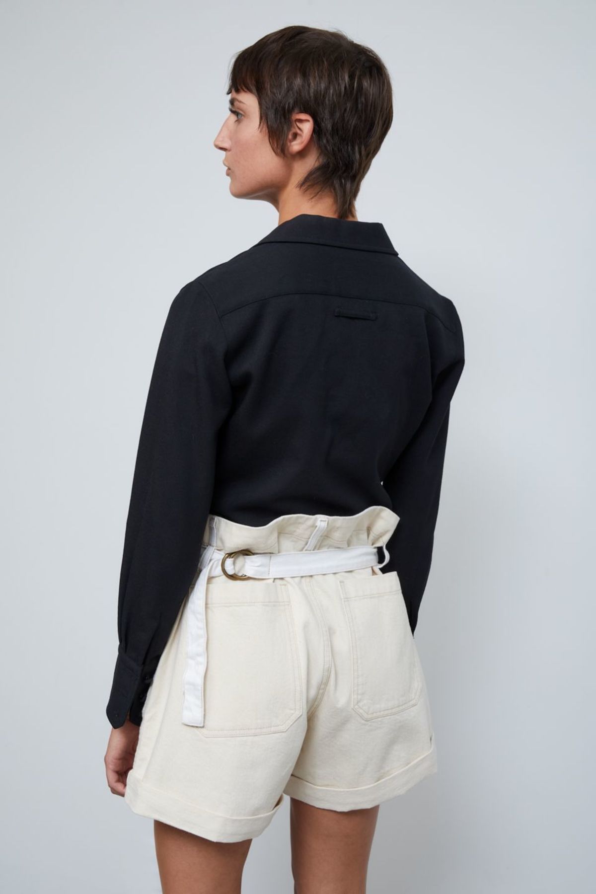 B Sides Cinch Waist Halfsie Short - Tile White/Clair | Garmentory