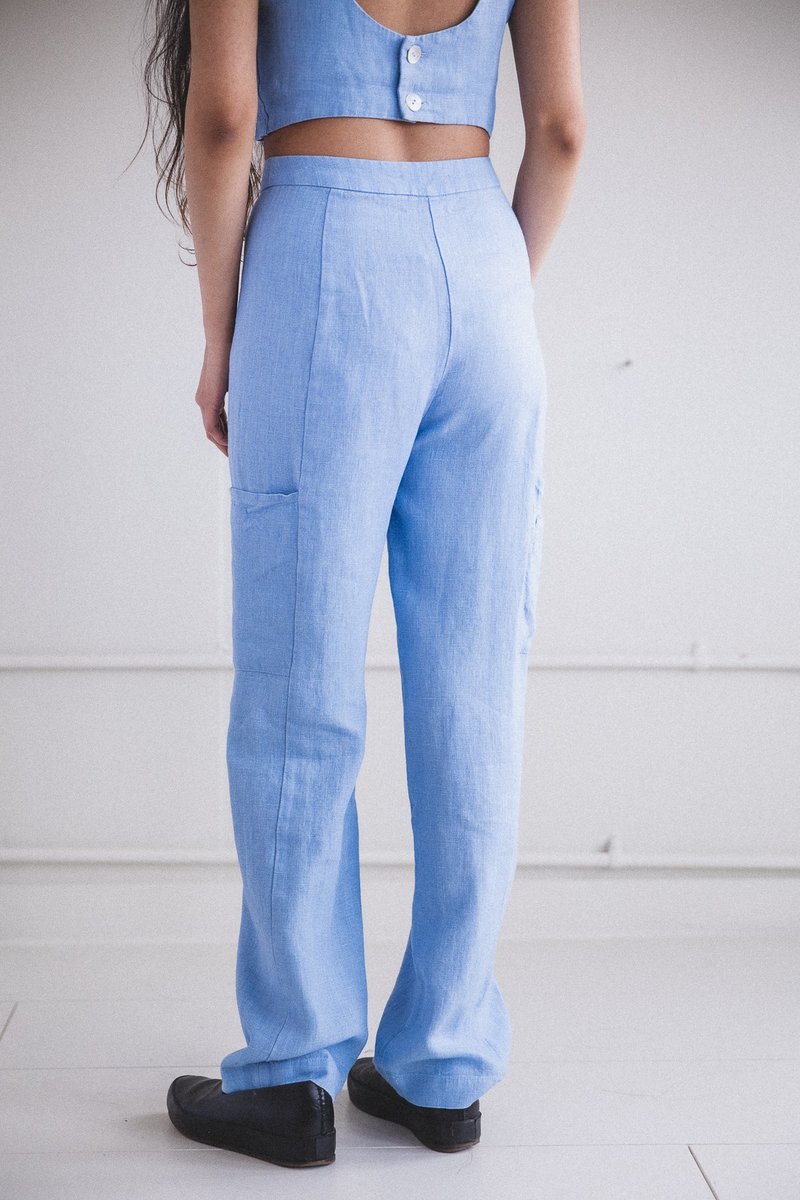 Paloma Wool LINEN ROSS PANTS - BLUE | Garmentory