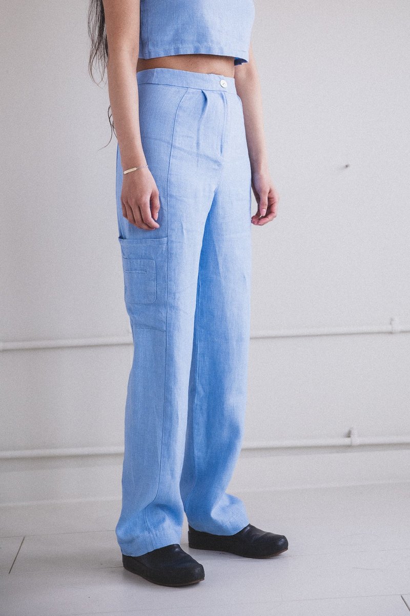 Paloma Wool LINEN ROSS PANTS - BLUE | Garmentory