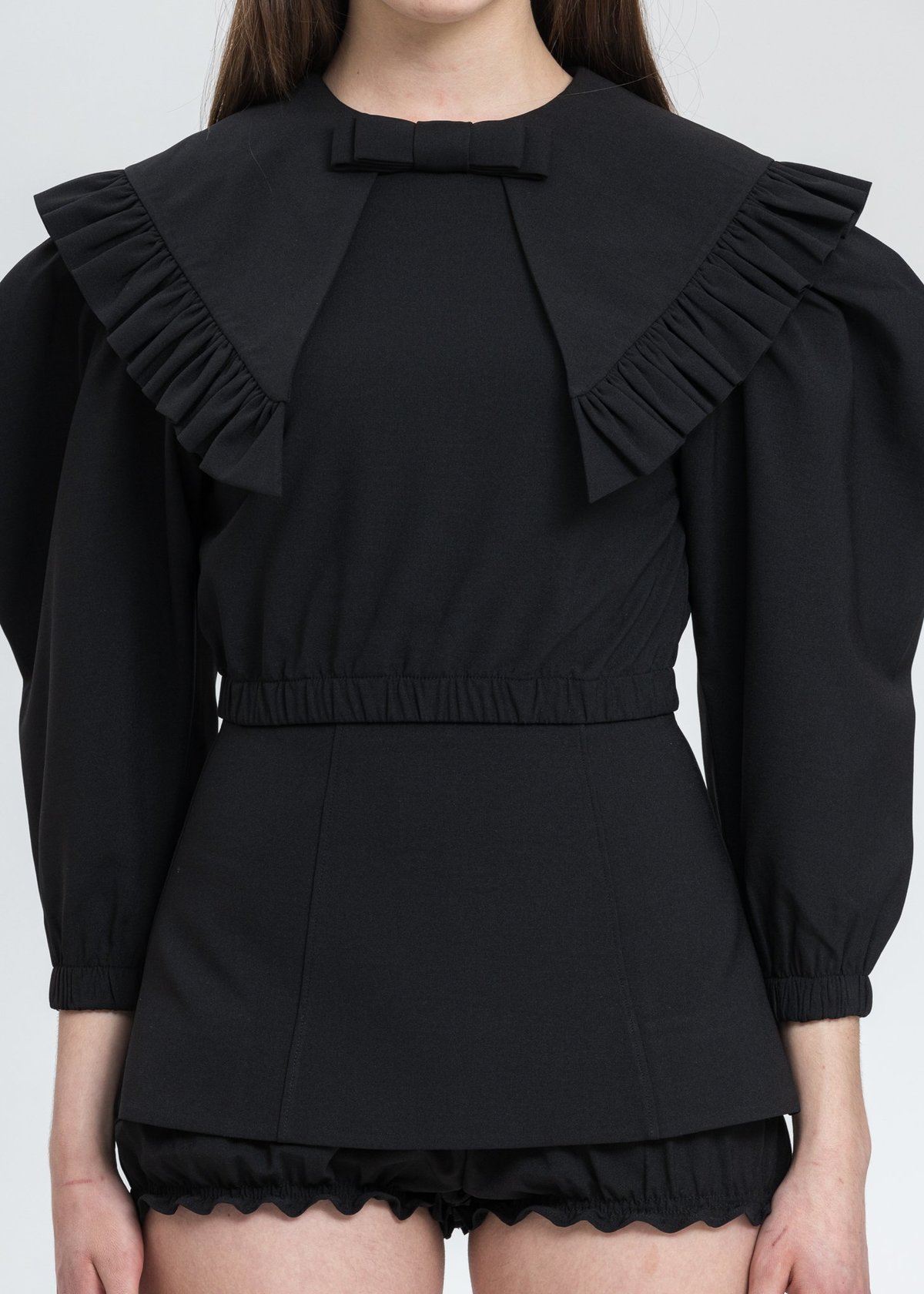 Shushu/Tong Peaked Collar Bow Blouse - Black | Garmentory