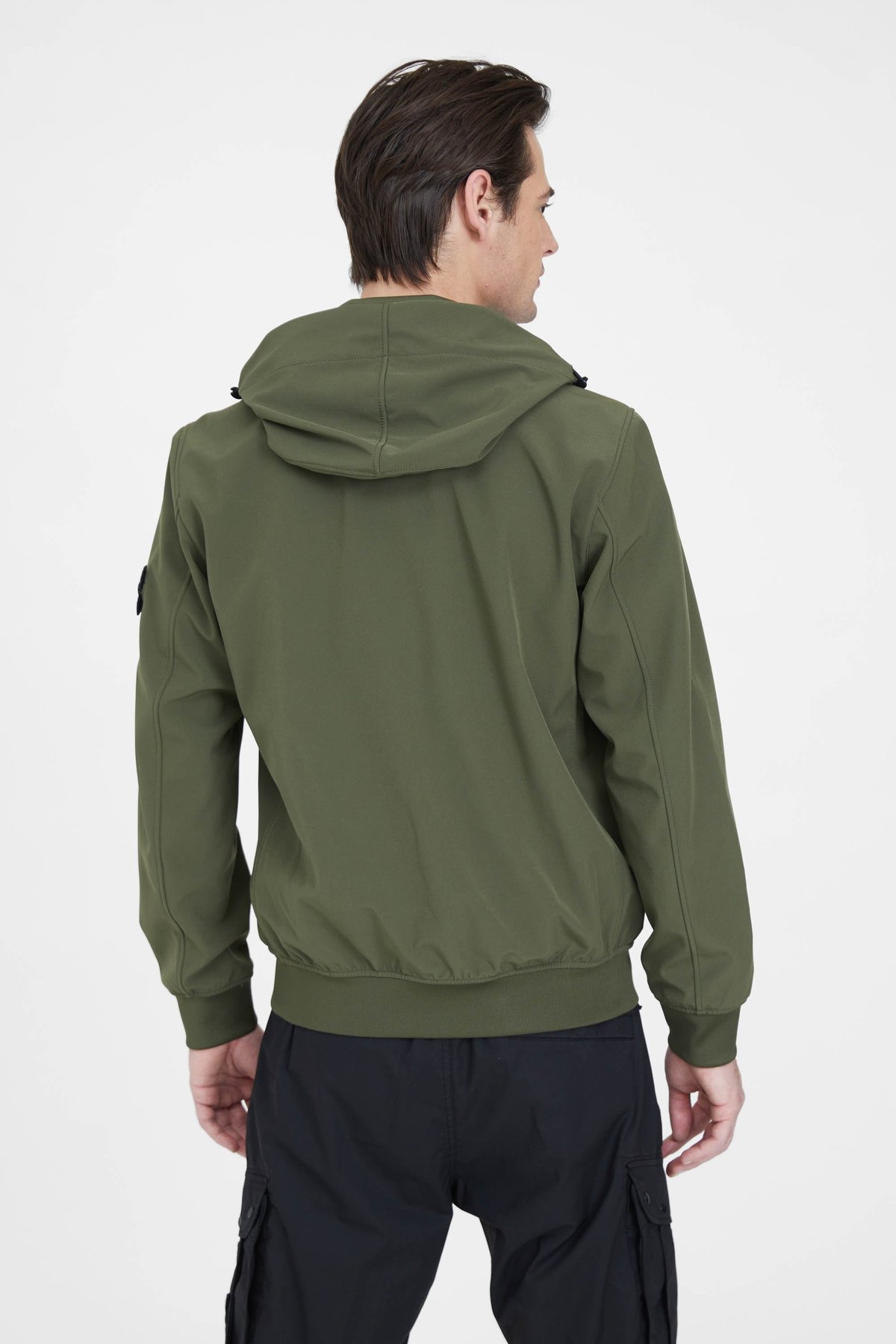 Stone Island Light Soft Shell-R e-dye Hooded Jacket - Olive | Garmentory