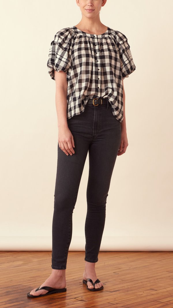 The Great. The Carriage Top - Black/Cream Gingham | Garmentory