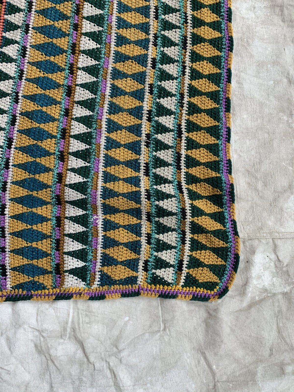 Vintage Orlon Hand Knit Argyle Textile | Garmentory